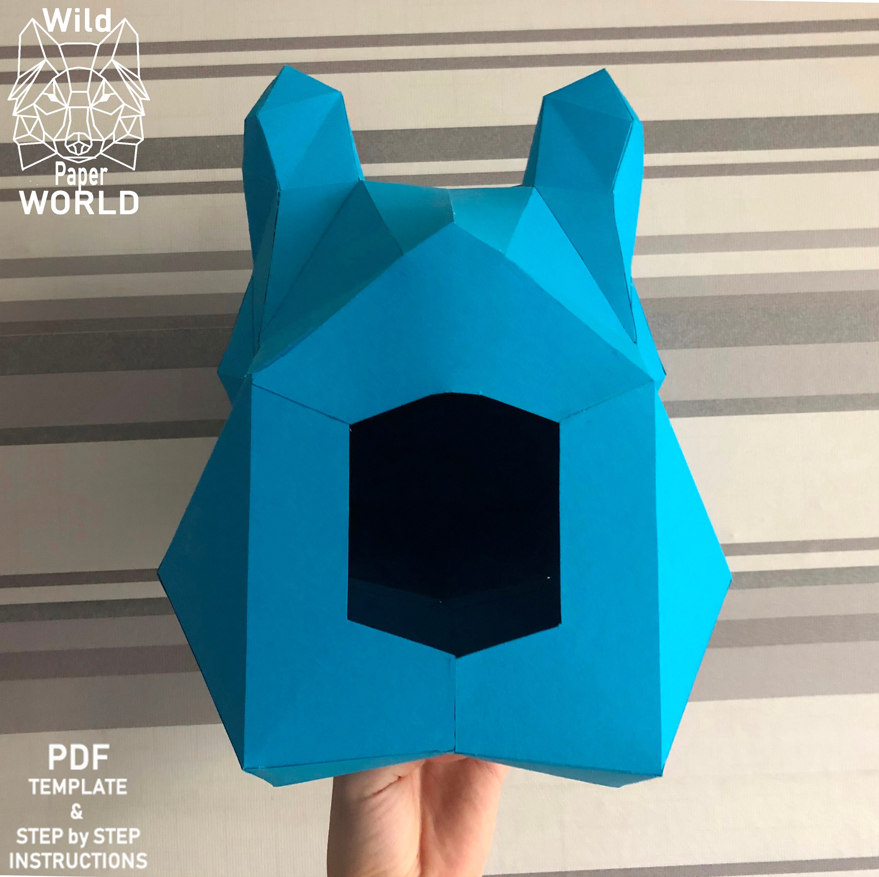 Bulldog Papercraft, French Bulldog, Papercraft Dog, DIY Dog, Low Poly ...