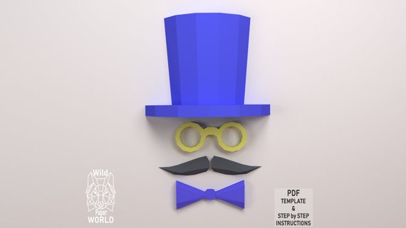 Gentleman Papercraft Monocle Papercraft Man in Hat - Etsy