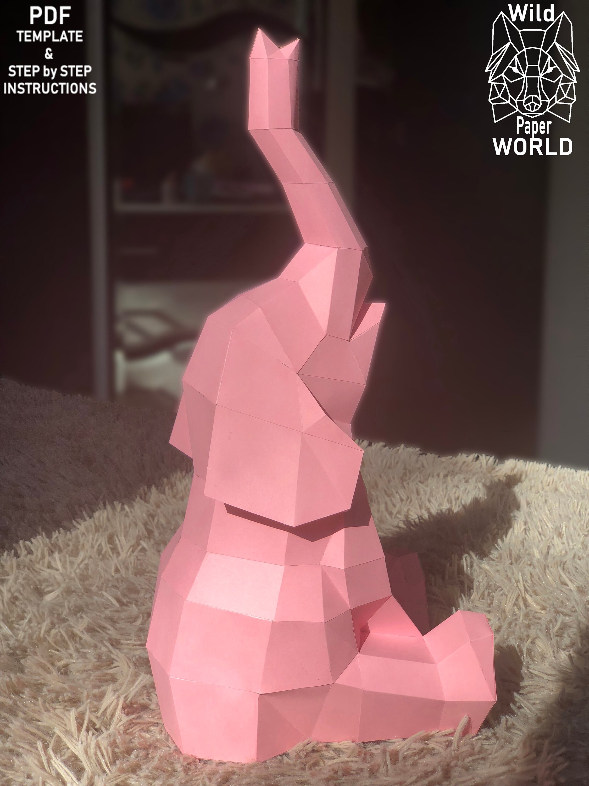 Baby Elephant, Papercraft Elephant, Make Your Own Elephant, DIY, Paper ...