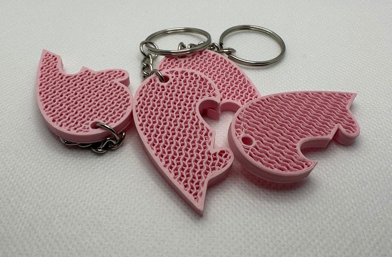 Hearts Keychain Duo Gift Set-3d Printed and Designed-over 10 Colors ...