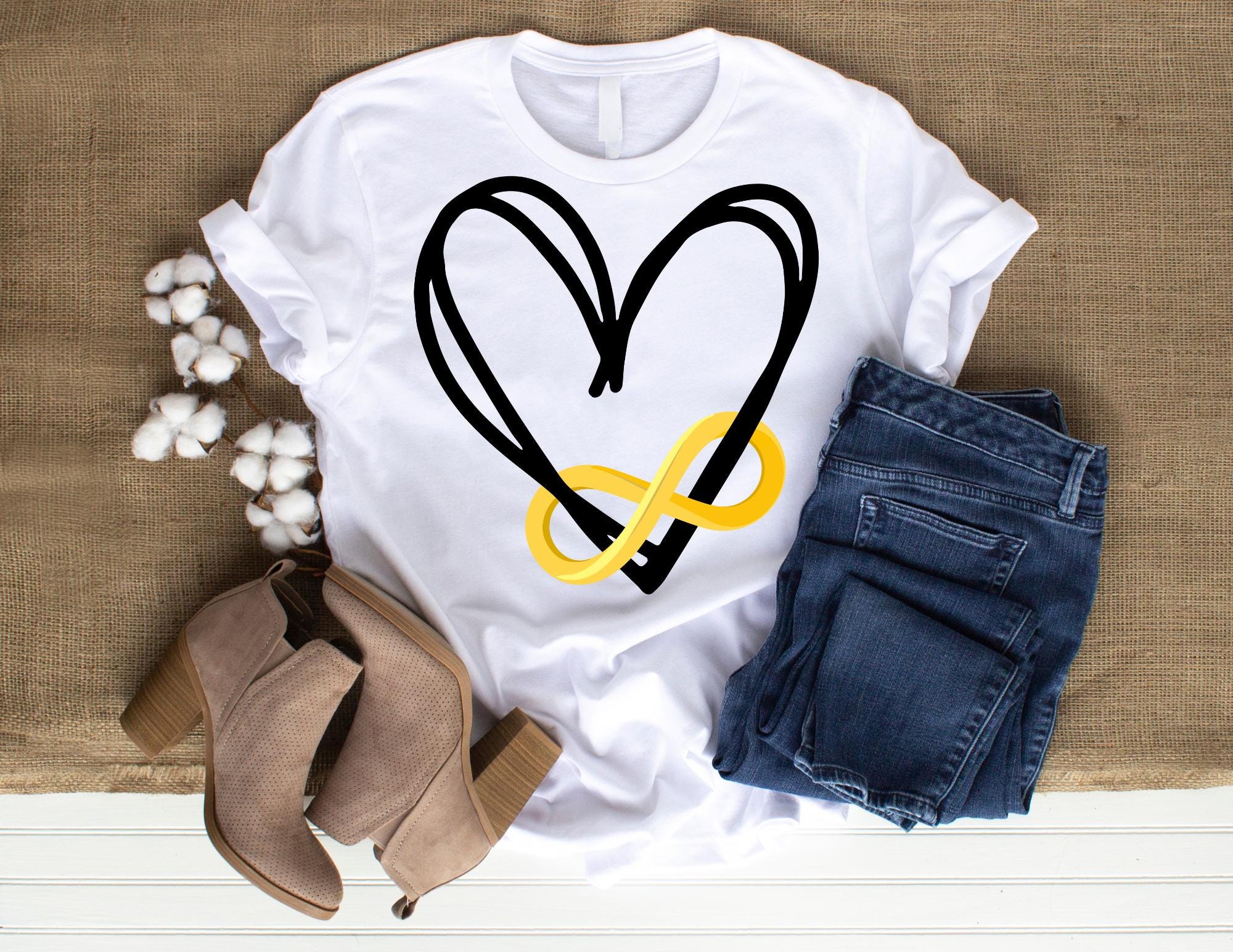 Autism Gold Infinity Symbol & Heart PNG | Autism Acceptance PNG | Hand ...