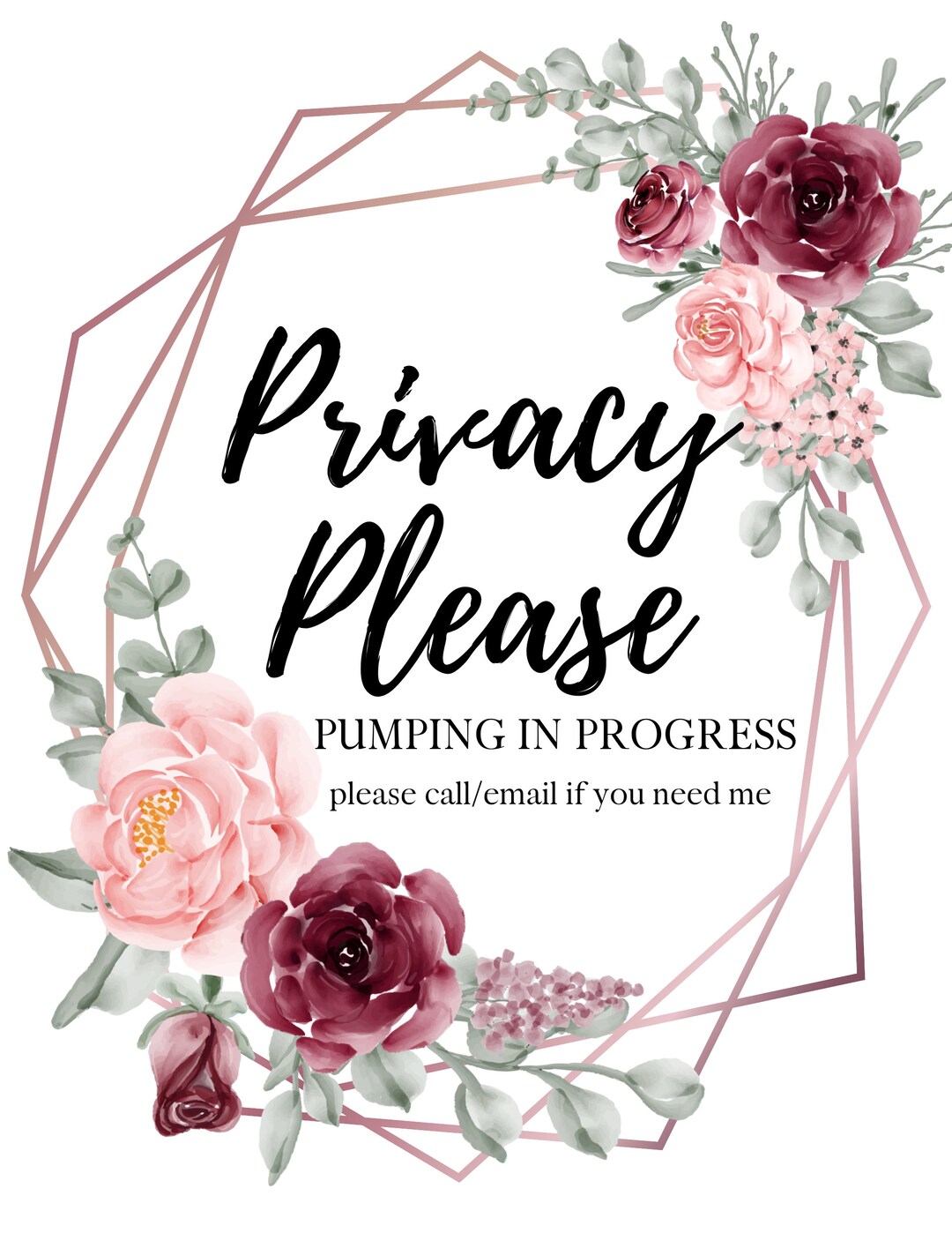 Rose Gold Pumping Sign PDF, Baby Shower Gift, Printable PDF ...