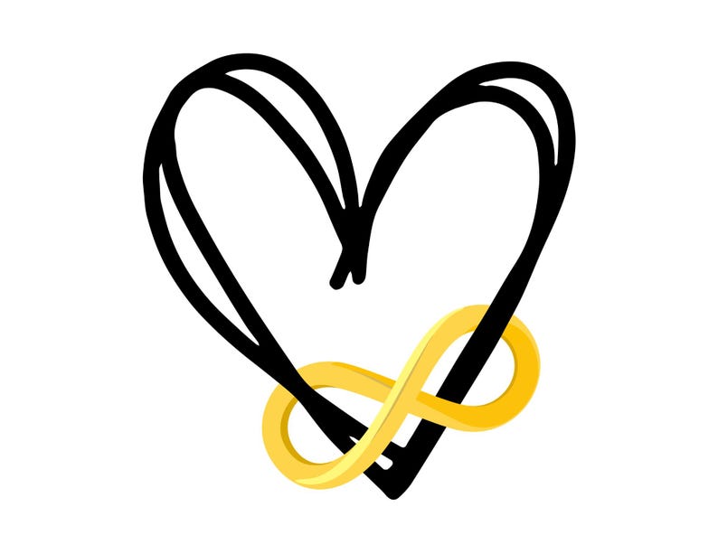 Autism Gold Infinity Symbol & Heart PNG | Autism Acceptance PNG | Hand ...