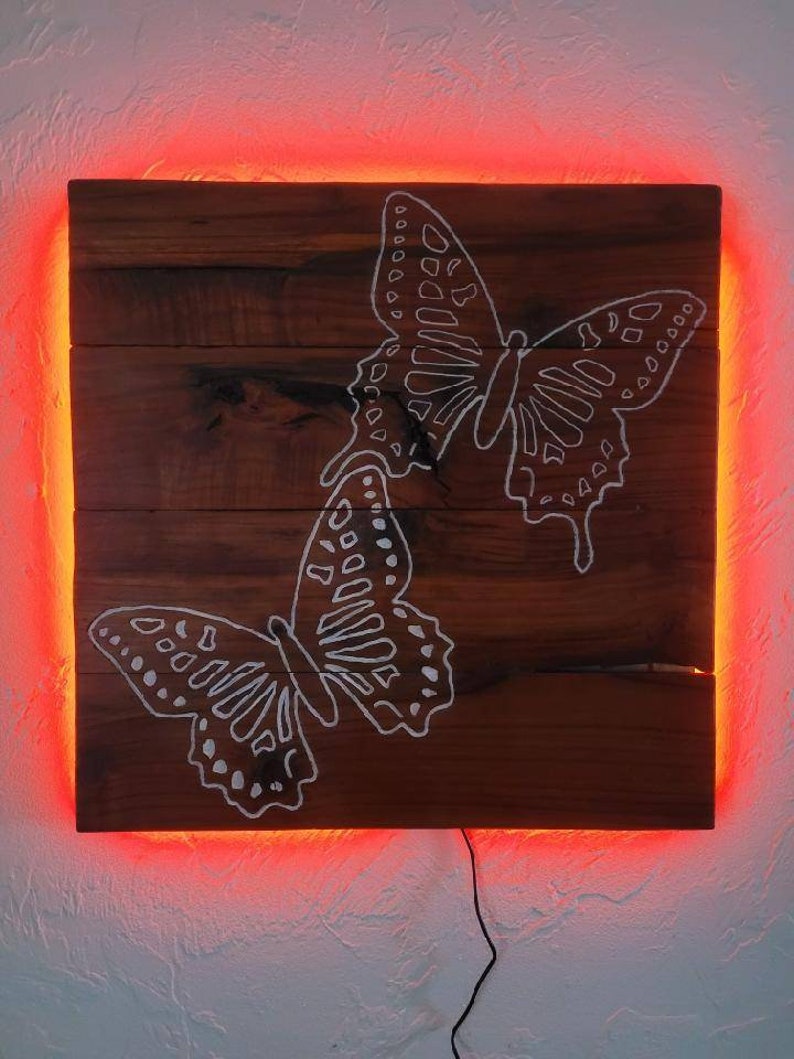 Twin Butterfly LED Lighted Pallet Art - Etsy