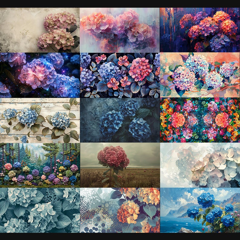 Hydrangea Flowers Frame TV Art Bundle Set of 90+ Floral Designs ...