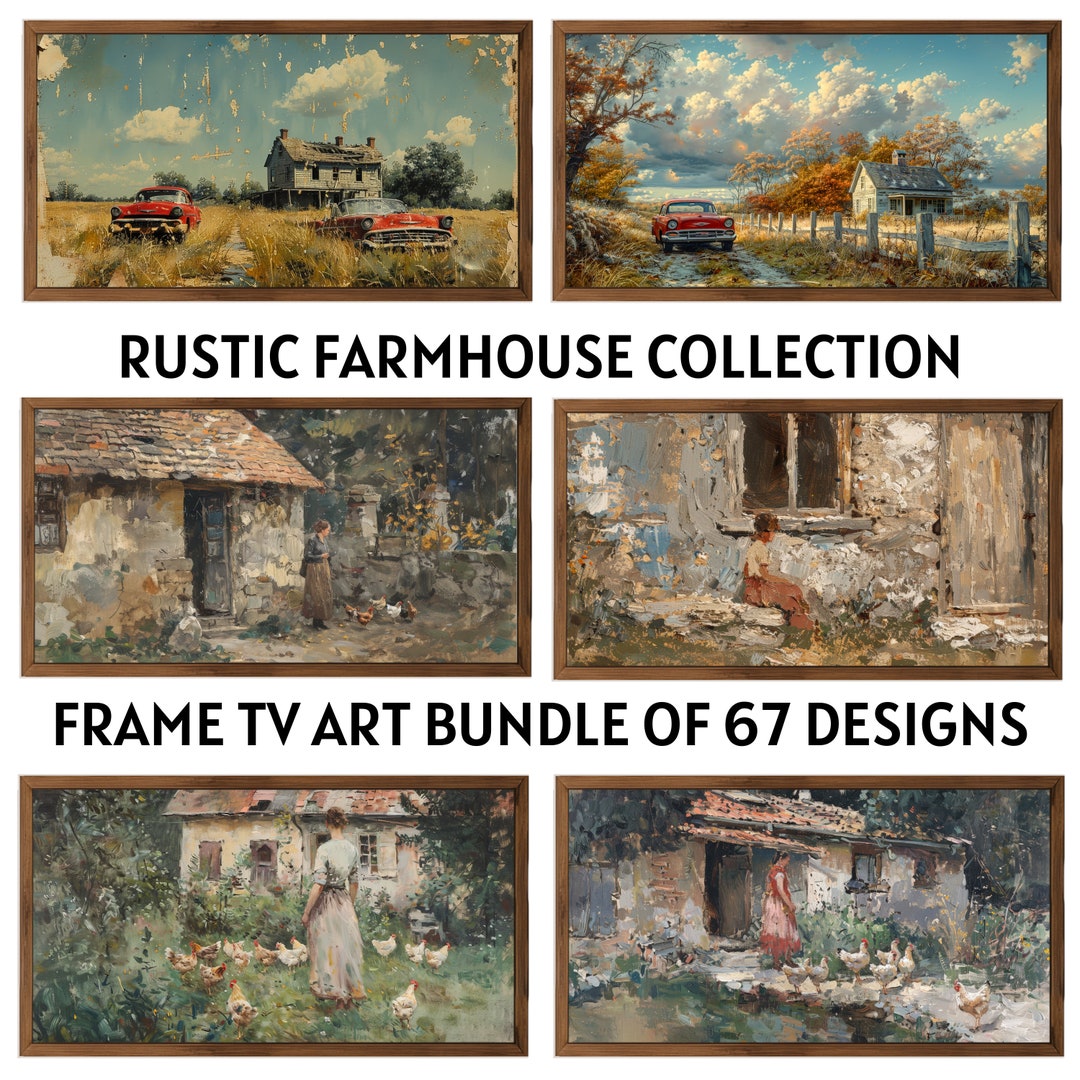 Rustic Farmhouse Frame Tv Art Bundle Set of 67 Designs, Vintage Art ...