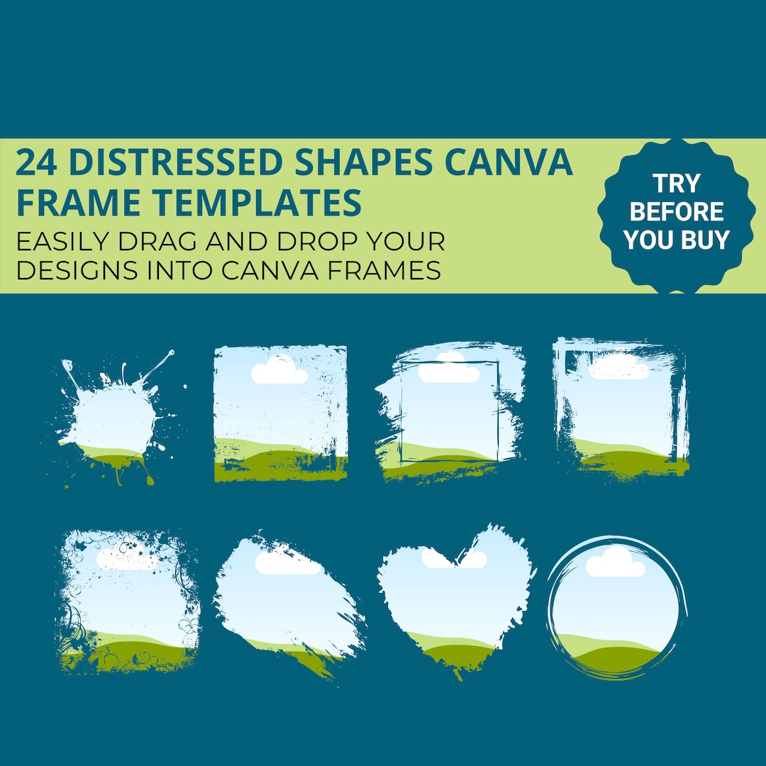 Canva Frames Templates With Distressed Borders Bundle, Easy Drag and ...