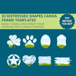 33 Canva Frames Templates With Distressed Borders Bundle, Easy Drag and ...