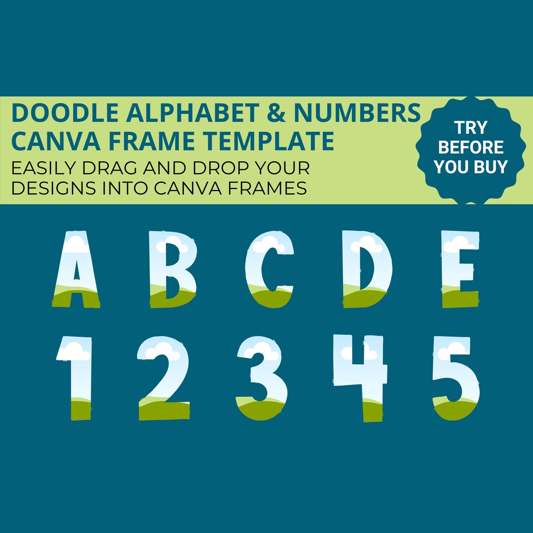 Doodle Alphabet Canva Frames Templates. Editable Drag and Drop Letters ...