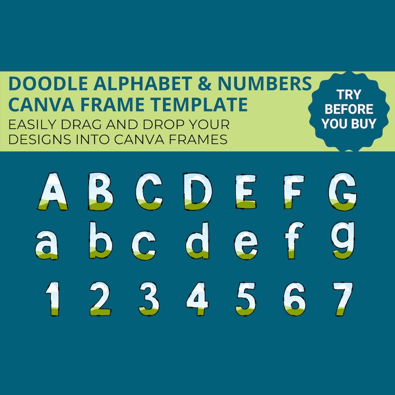 Doodle Alphabet Canva Frames Templates. Editable Drag and Drop Letters ...