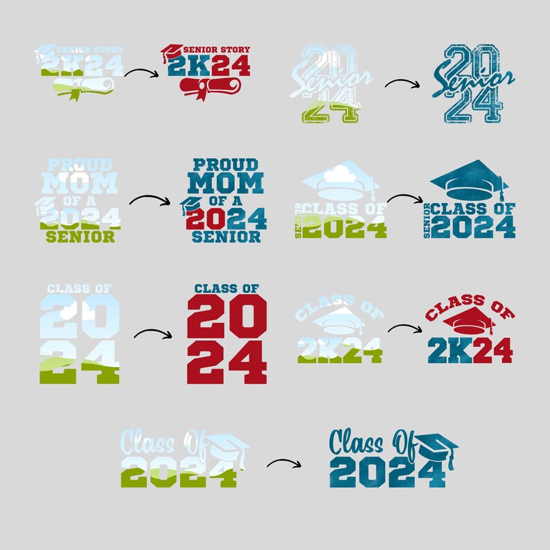 Class of 2024 Senior College Graduation Canva Frames Templates. Set of ...