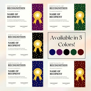 Certificate of Recognition Award Canva Template Editable - Etsy
