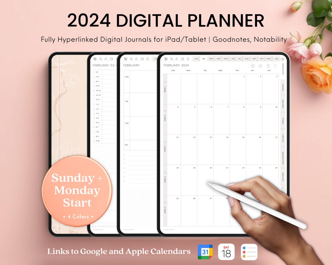2024 Digital Planner, Goodnotes Notebook Ipad, Dated Planner, Goodnotes ...