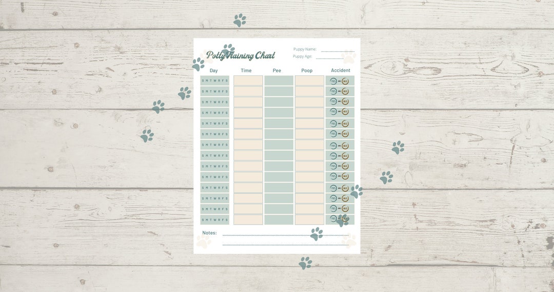 Puppy Potty Training Chart - Instant Download - PDF - Etsy