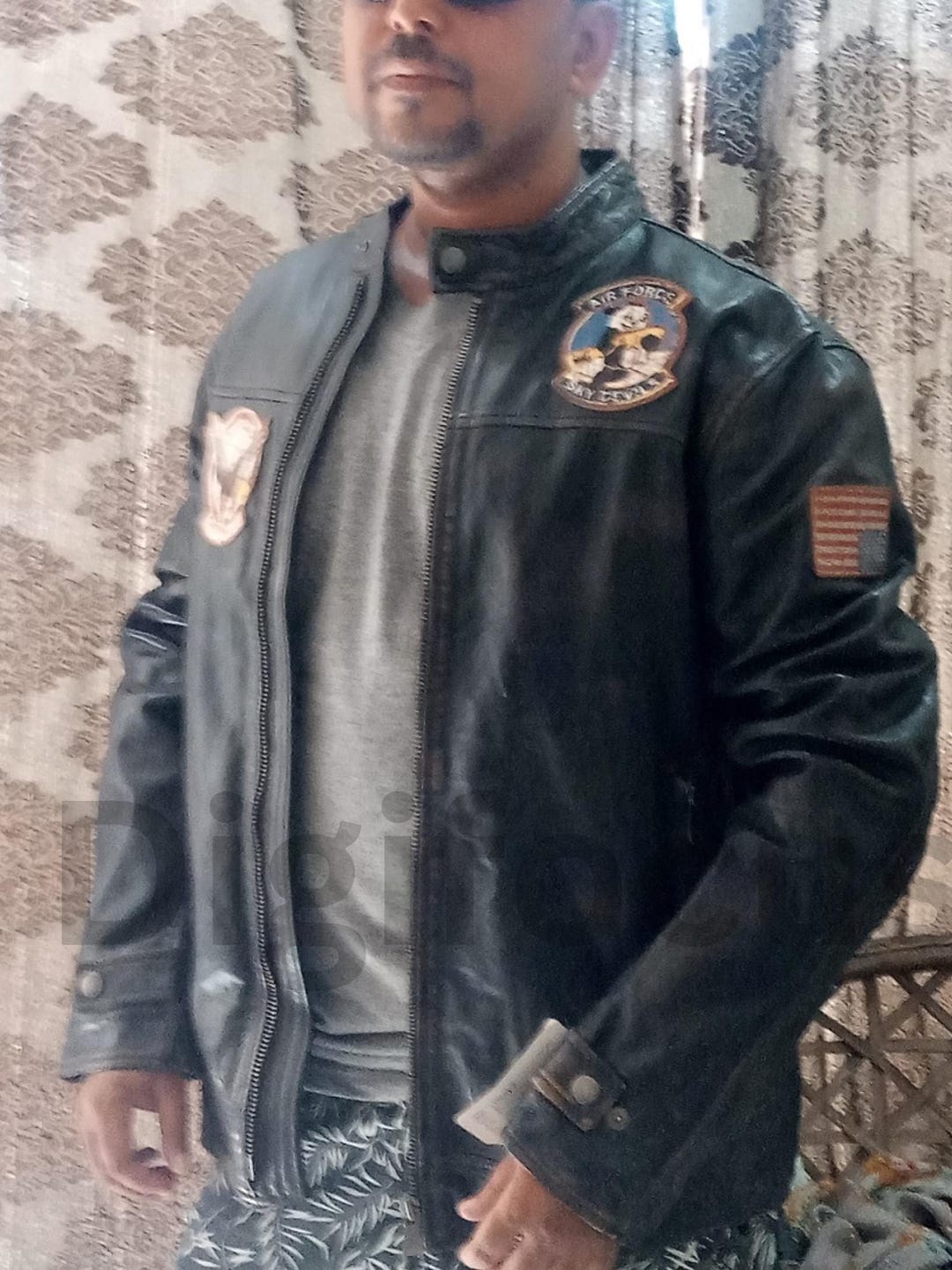 Custom Hand Painted Men's Leather Jacket With Retro Badges Men's ...