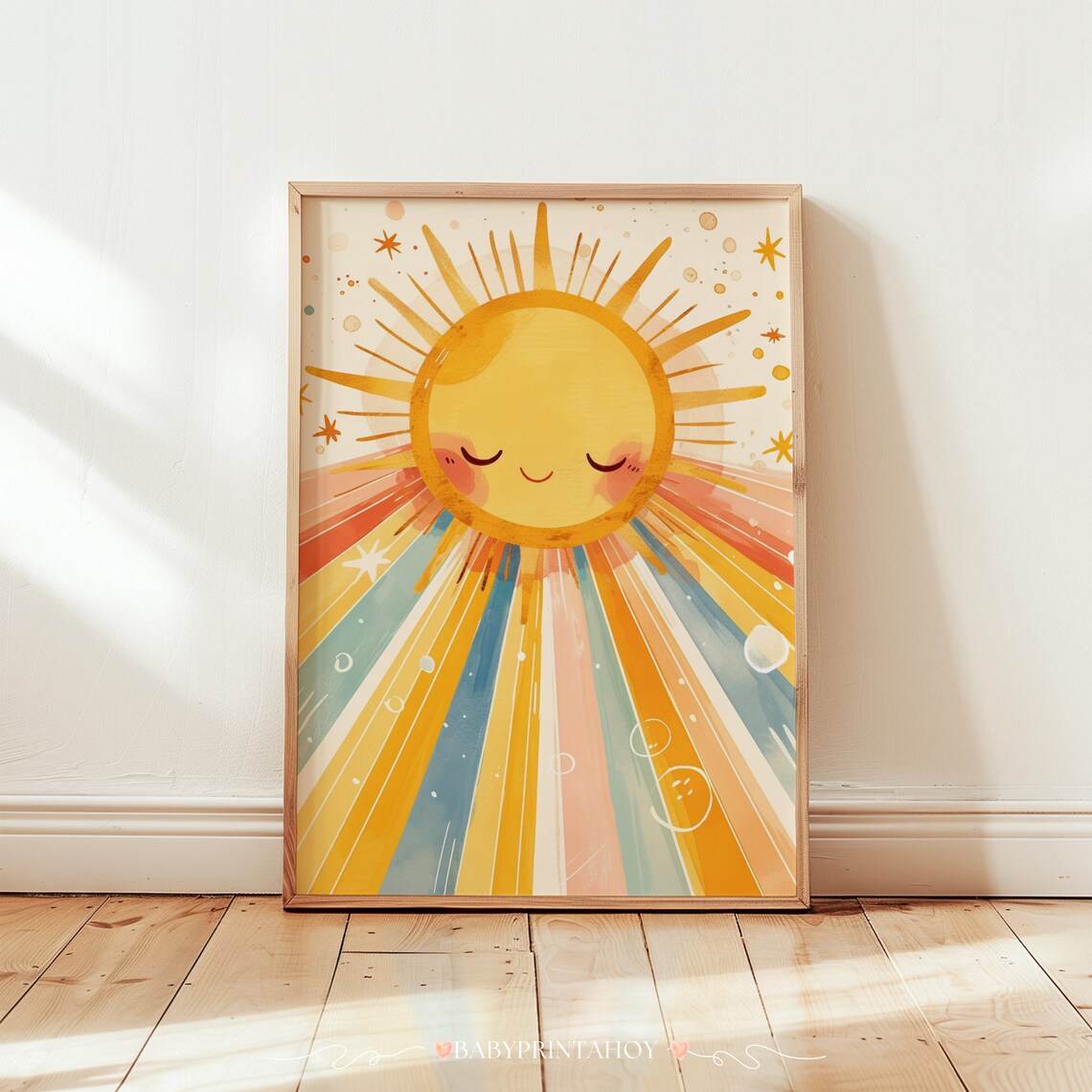 Watercolor Sun Poster, Sun Playroom Decor, Watercolour Nursery Prints ...