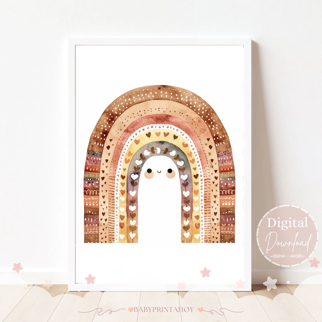 Watercolor Rainbow Poster, Sun Playroom Decor, Watercolour Nursery ...