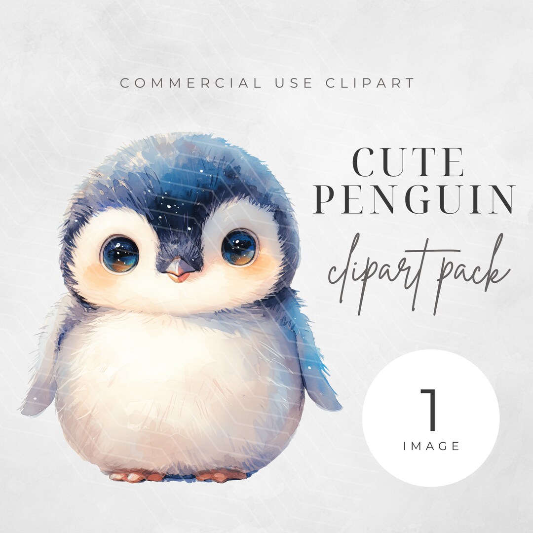 Cute Penguin Clipart SINGLE IMAGE Digital Download, Nursery Clip Art ...