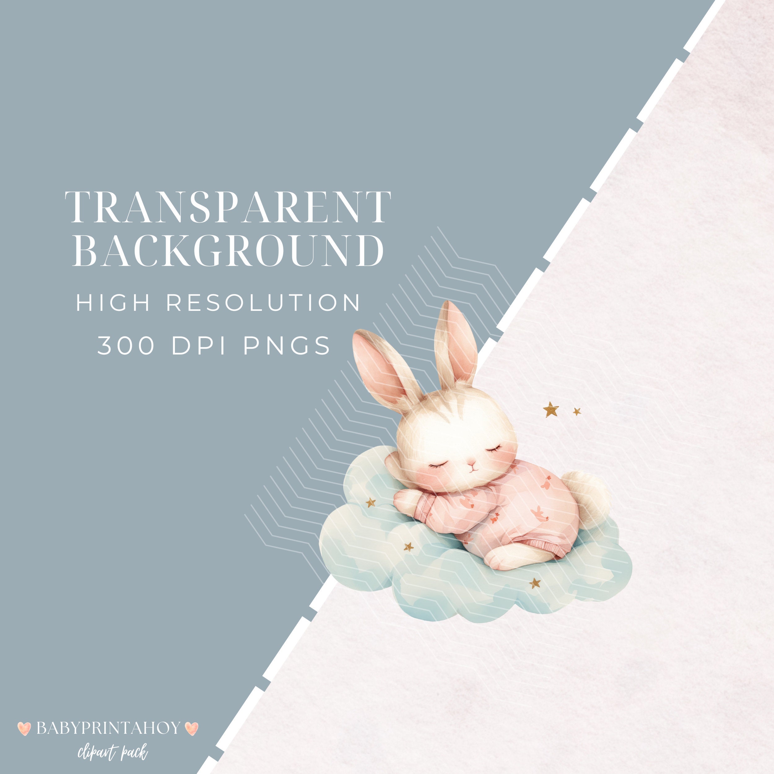 Cute Sleepy Baby Bunny Clipart SINGLE IMAGE Digital Download, Nursery ...