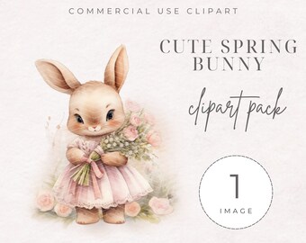 Cute Sleepy Baby Bunny Clipart | SINGLE IMAGE | Digital Download ...