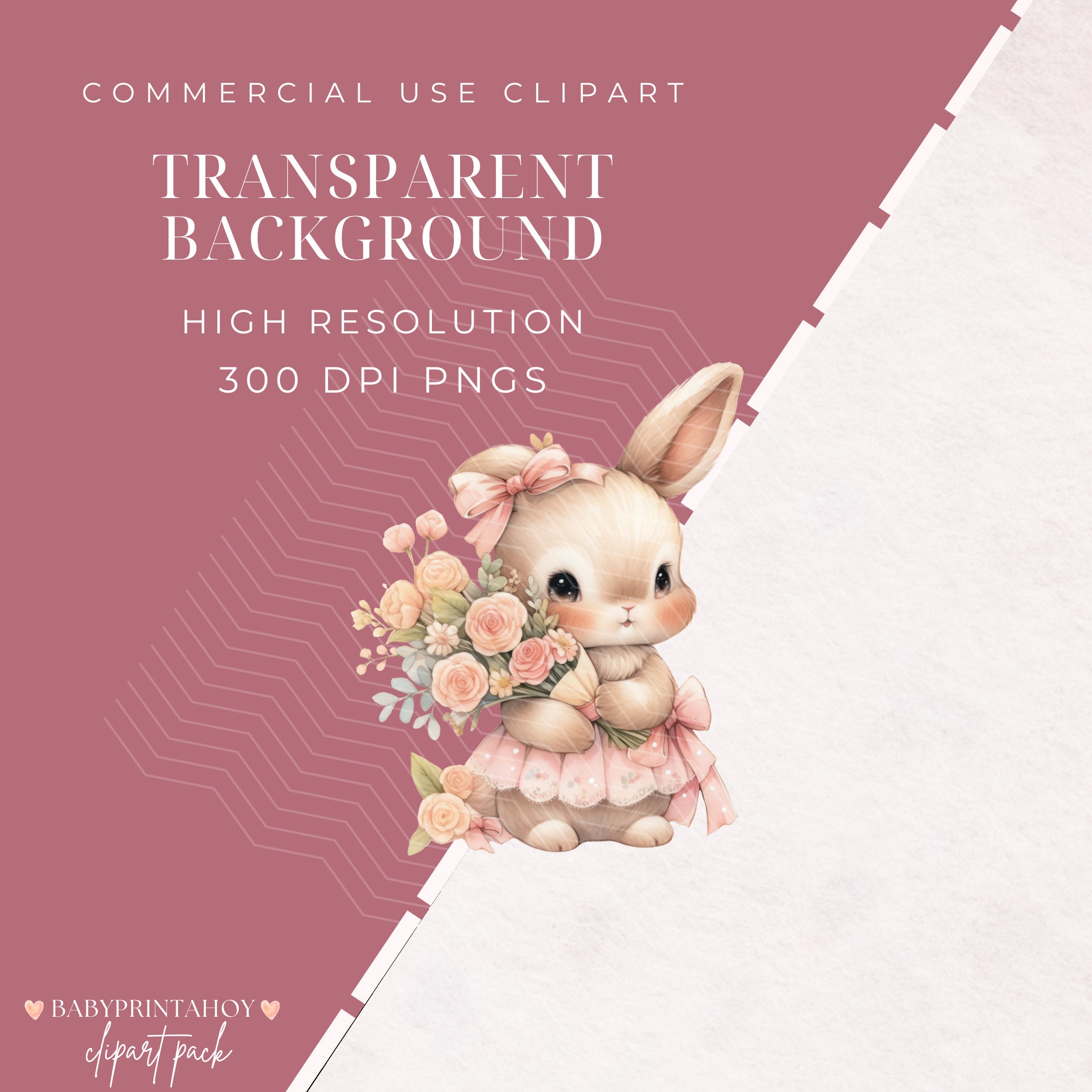 Spring Bunny With Flowers Rabbit Clipart, Watercolour Bouquet, Animal ...