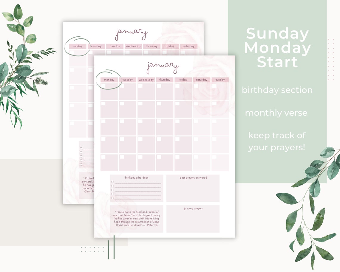 Christian Planner Printable Printable Calendar Calendar - Etsy