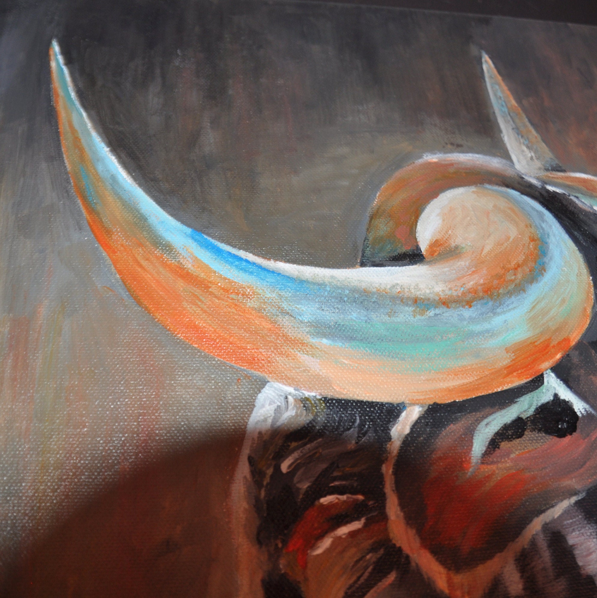 Bull Painting, Bull Abstract Painting on Canvas, Bull Art Decor, Animal ...