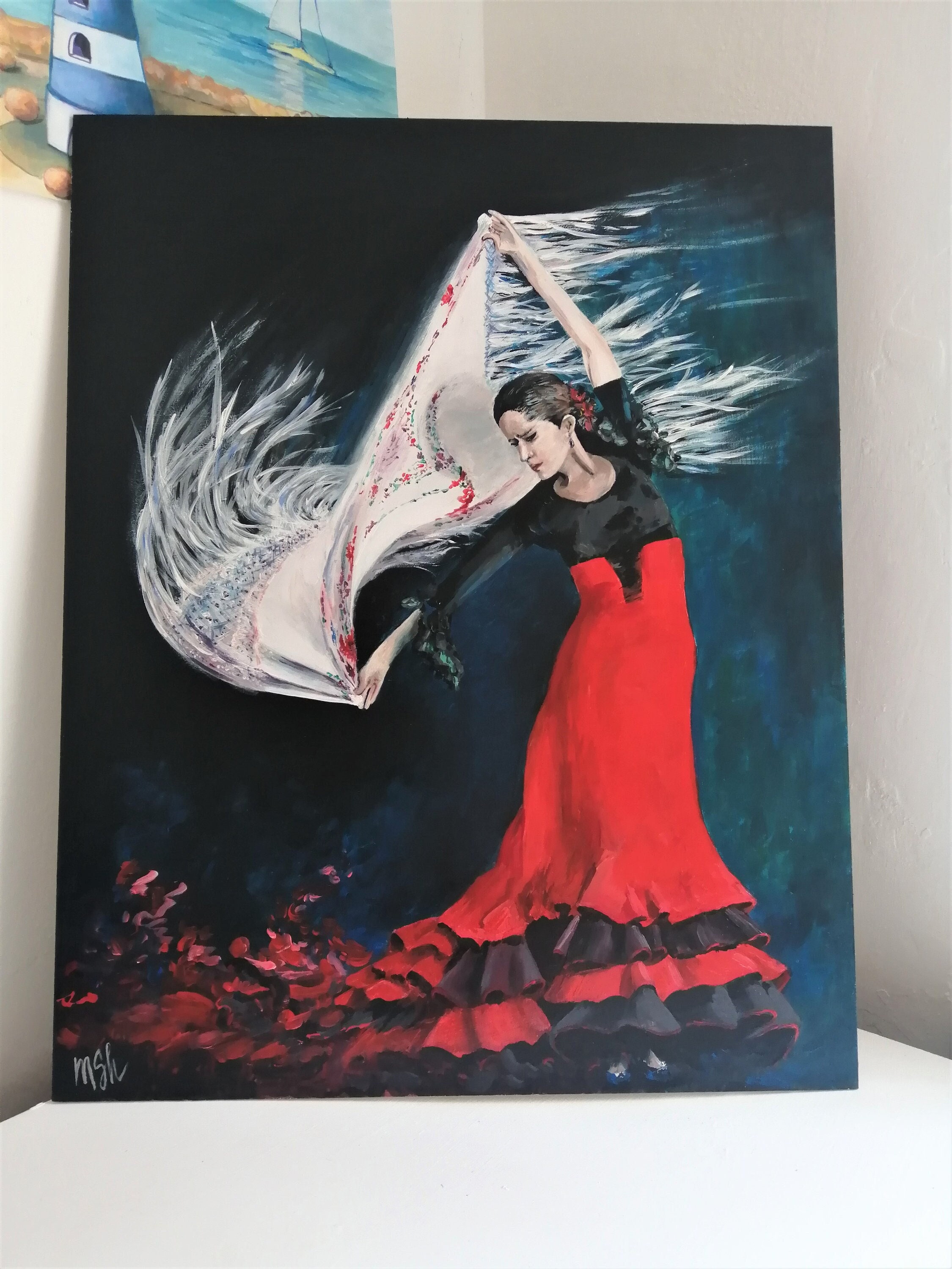Flamenco Dancer Painting, Flamenco Art, Abstract Acrylic Painting ...