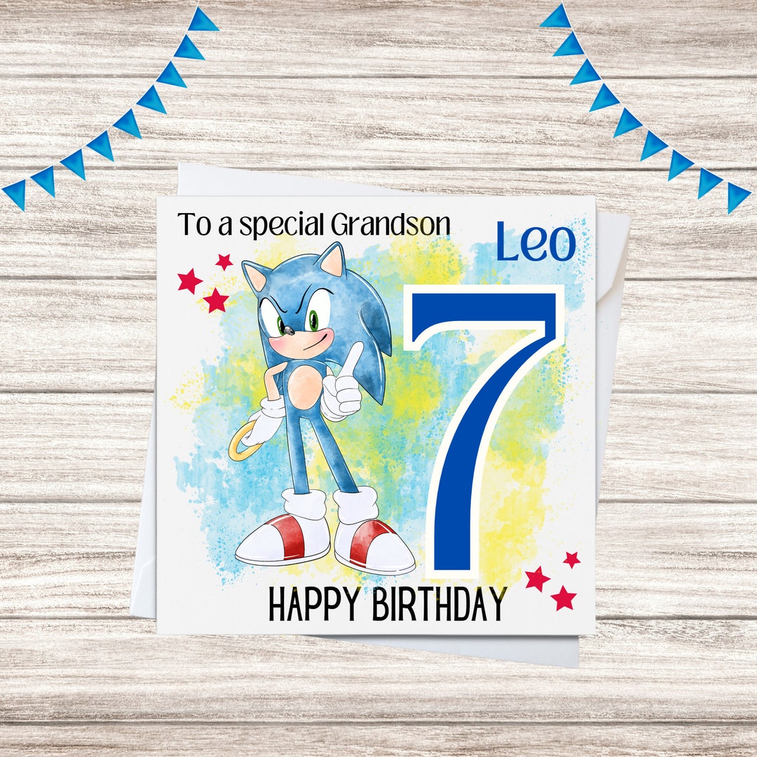 Personalised Sonic Birthday Card, Son Card, Brother Card - Etsy UK