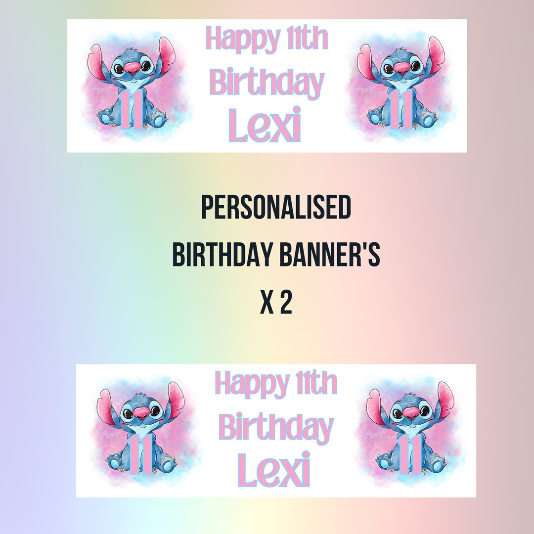 Personalised Stitch Birthday Banner's - Etsy UK