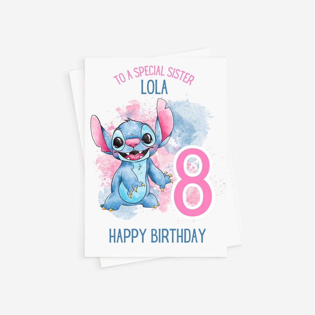 Personalised Stitch Birthday Card, Daughter Card, Sister Card, Friend ...