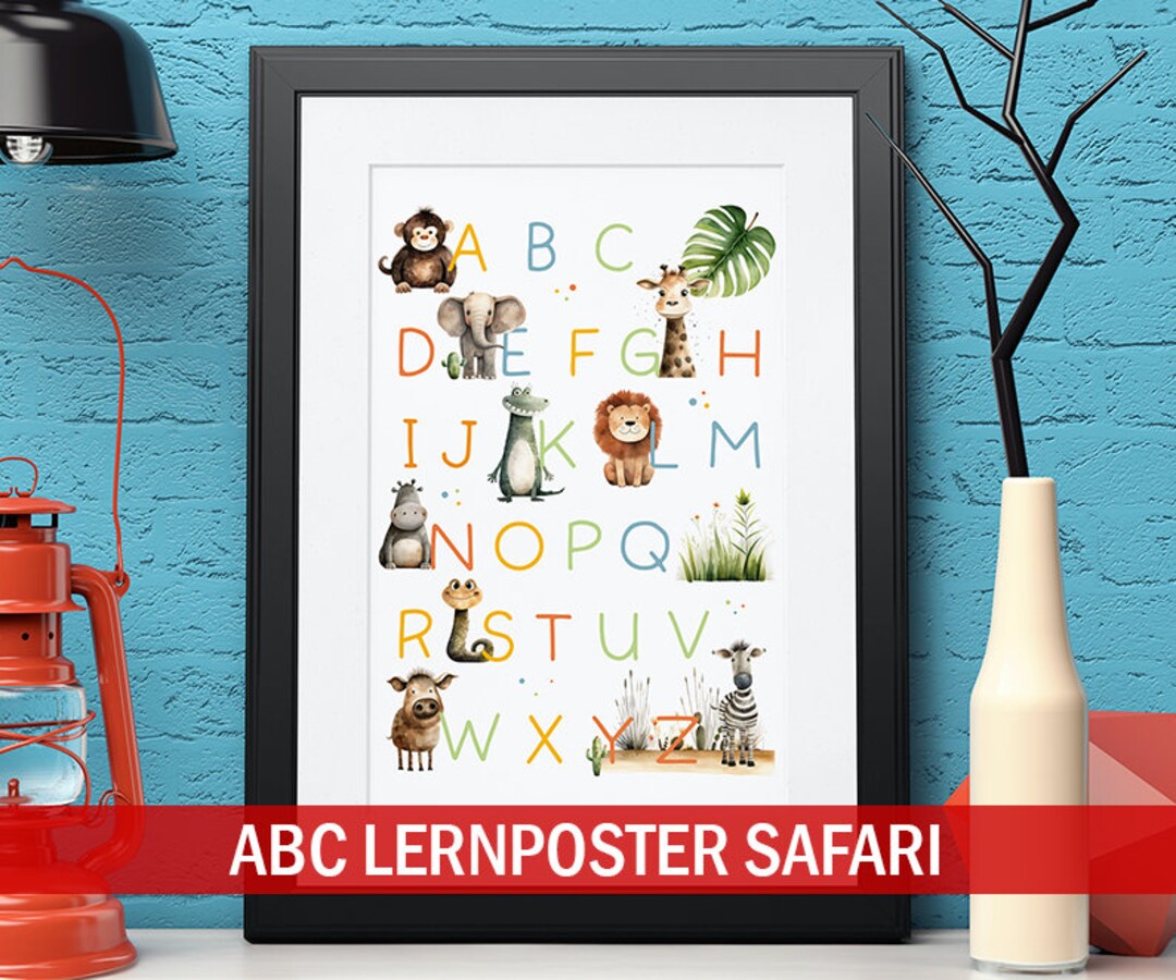 ABC Poster, Animal Alphabet DIN A4 or A3 African Safari Alphabet ...