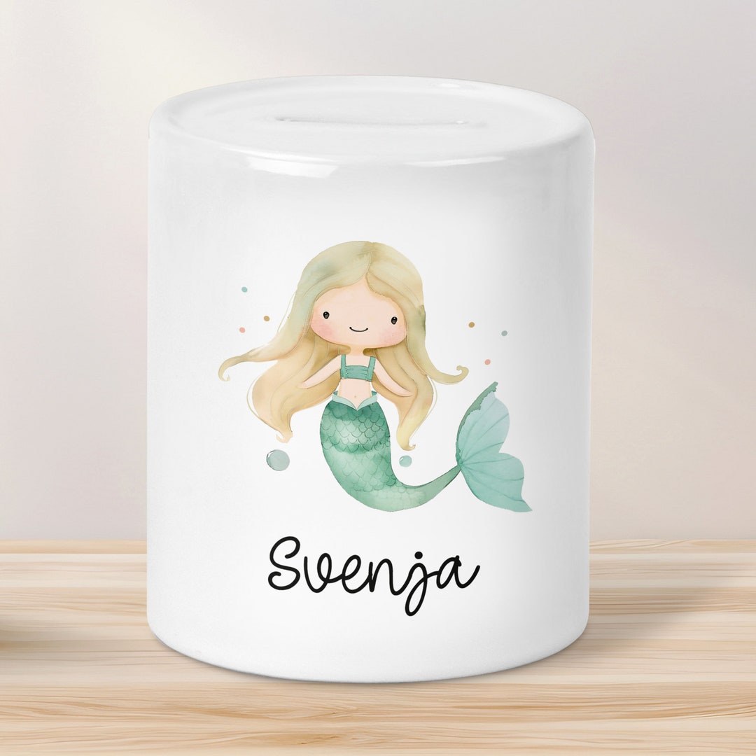 Mermaid Money Box Personalized With Name or Desired Name for Girls Made ...
