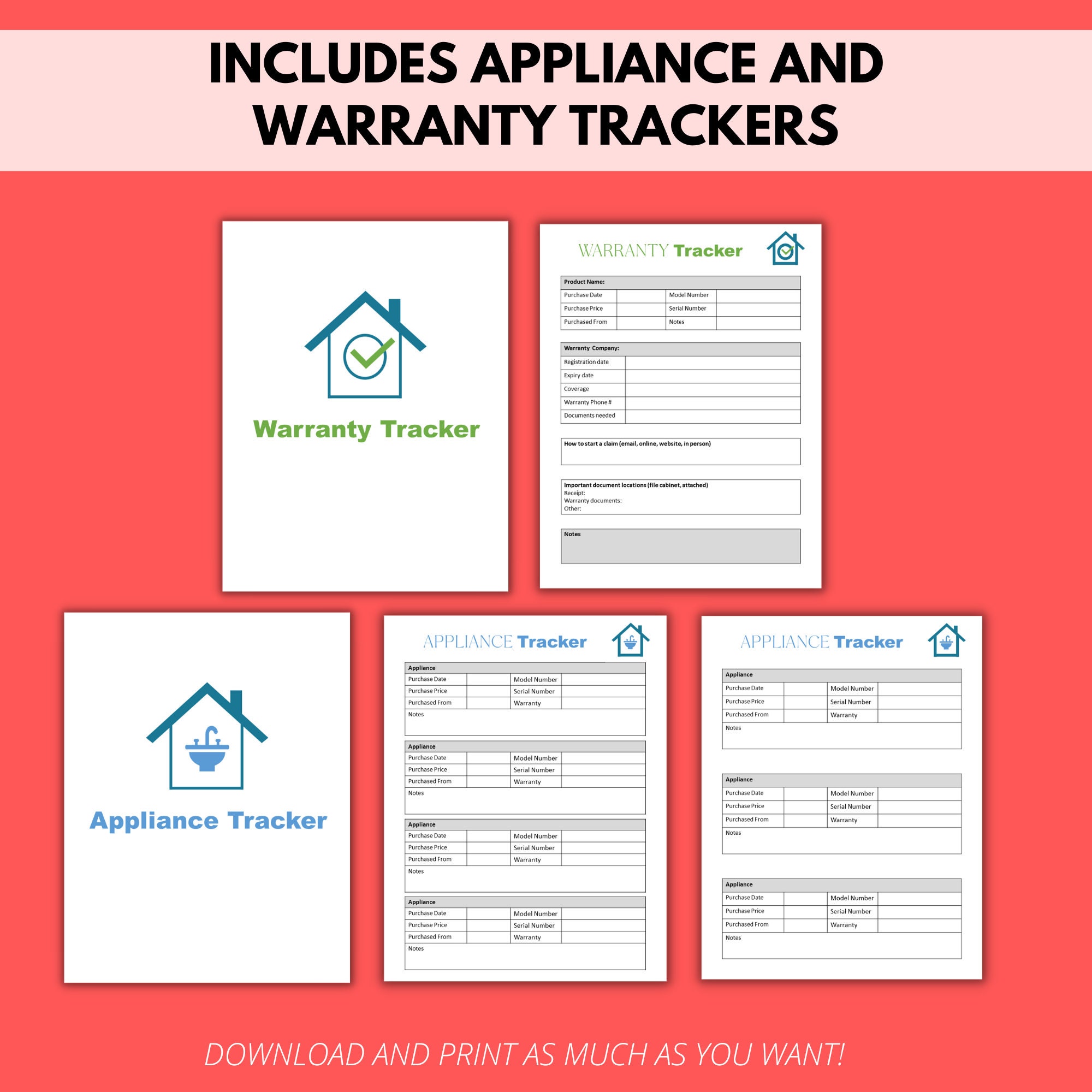 Home Binder, Home Organization and Management Binder. Track Appliances ...