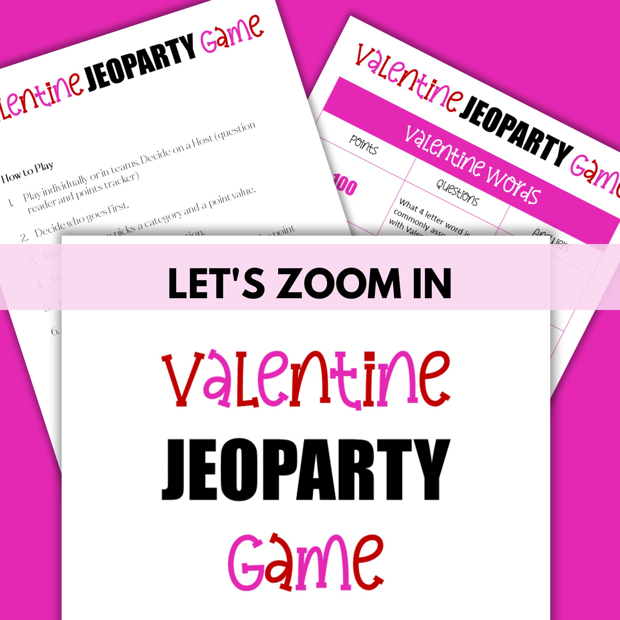 Valentine's Day Jeopardy Family Game Valentine Game - Etsy