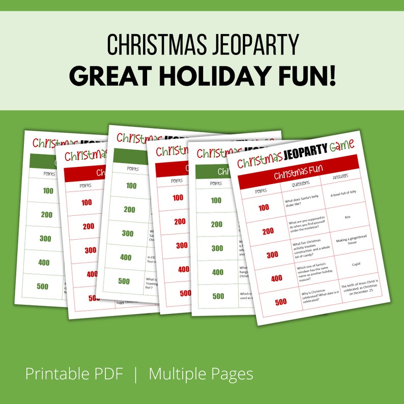 Christmas Game, Jeopardy Game, Family Fun, Kid Friendly, Holiday ...