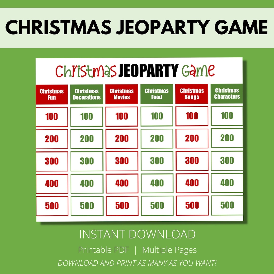 Christmas Game, Jeopardy Game, Family Fun, Kid Friendly, Holiday ...