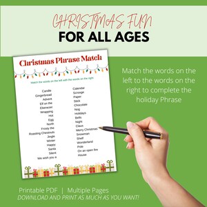 Christmas Phrase Match, Christmas Games, Family Christmas Games, Office ...