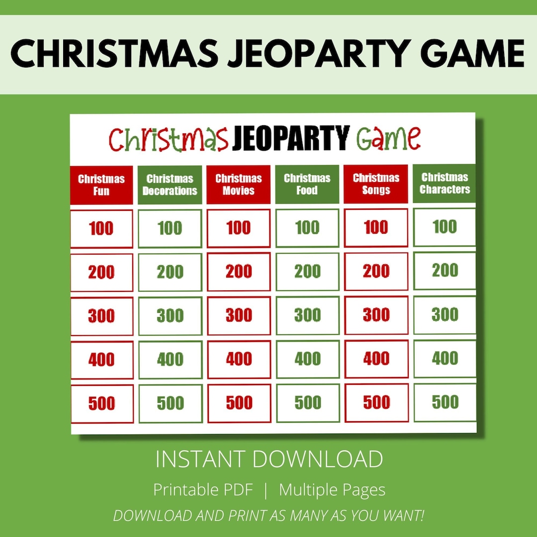 Christmas Game, Jeopardy Game, Family Fun, Kid Friendly, Holiday ...