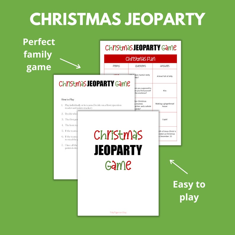 Christmas Game, Jeopardy Game, Family Fun, Kid Friendly, Holiday ...