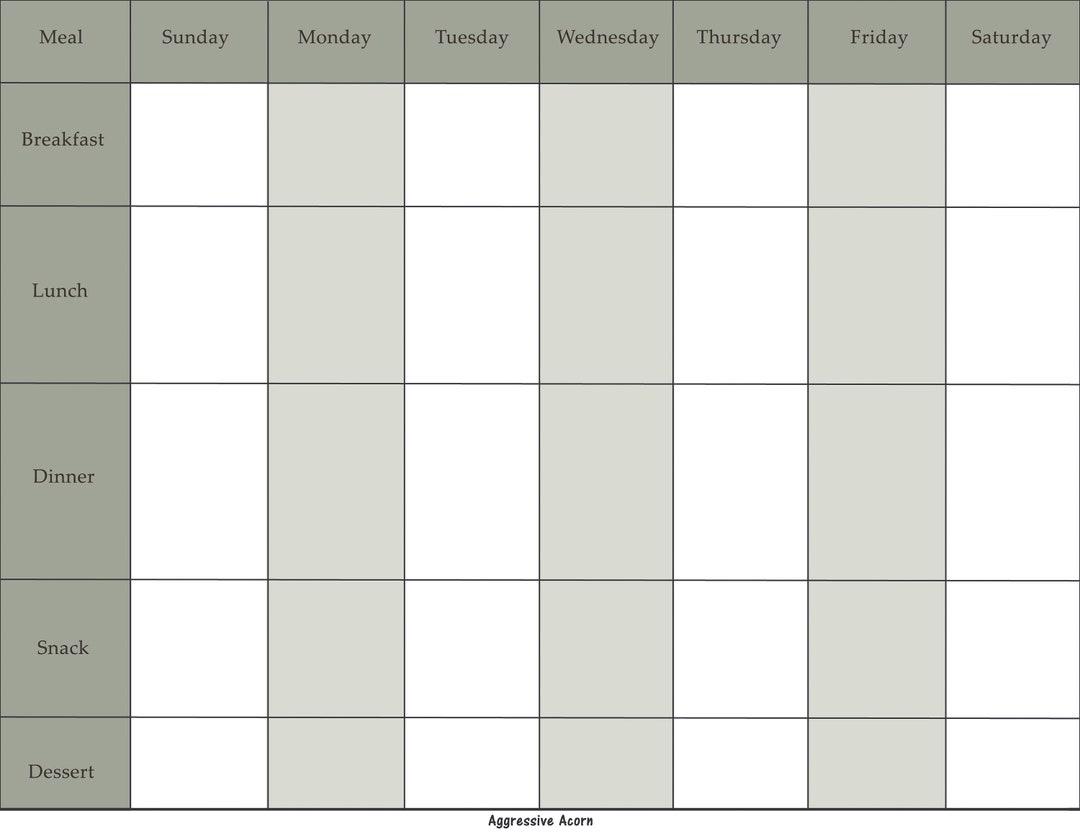 Simple Blank Weekly Meal Planner Printable | Blank Meal Planner | Meal ...
