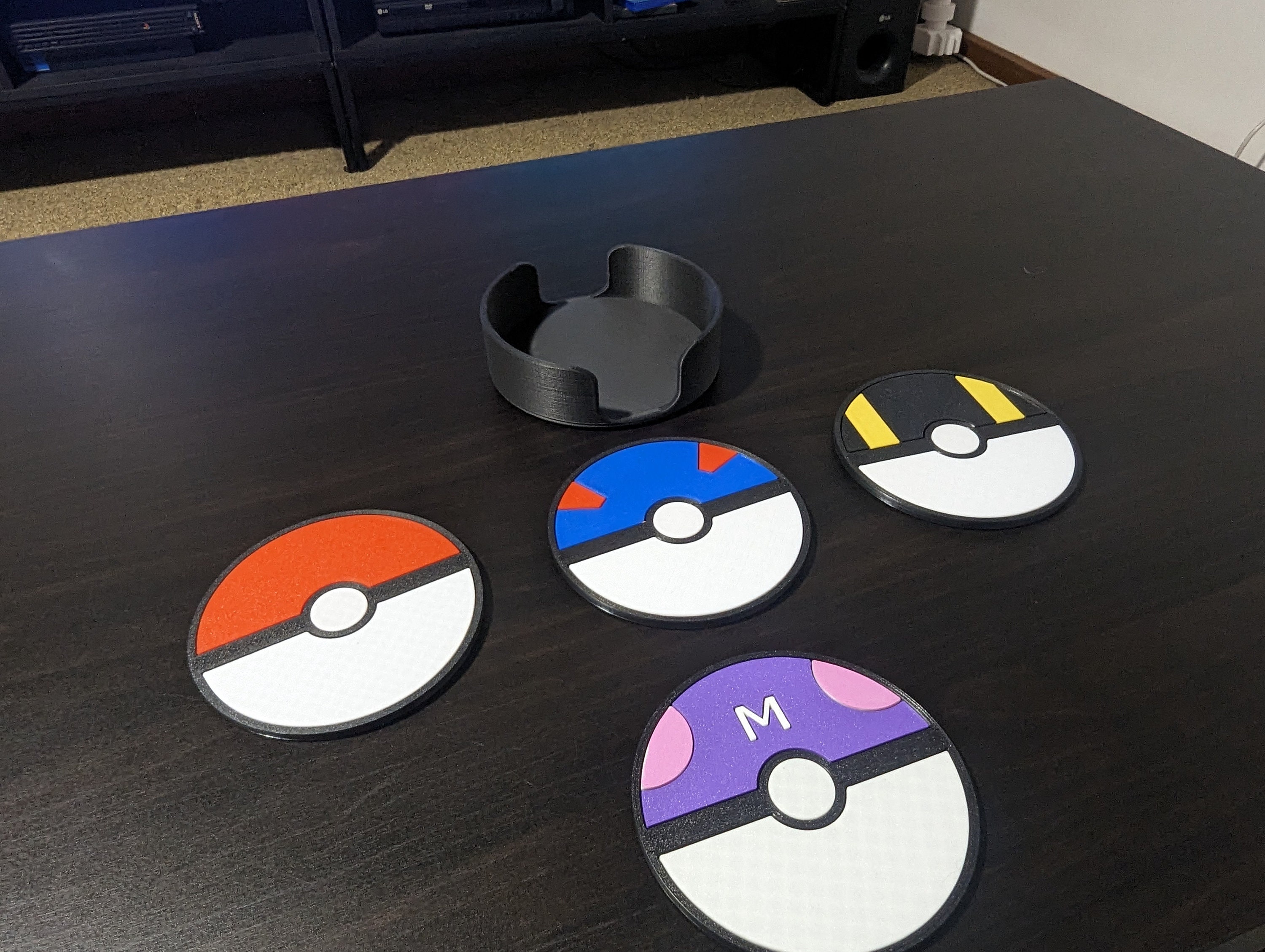 Set of 4 Pokémon Pokeball Drink Coasters Gaming Gift for Gamers Pokemon ...