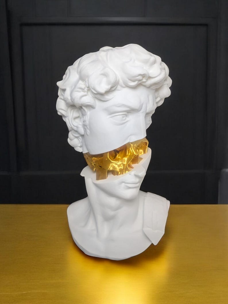Split David Head Bust: Macabre 3D Printed Sculpture - Etsy