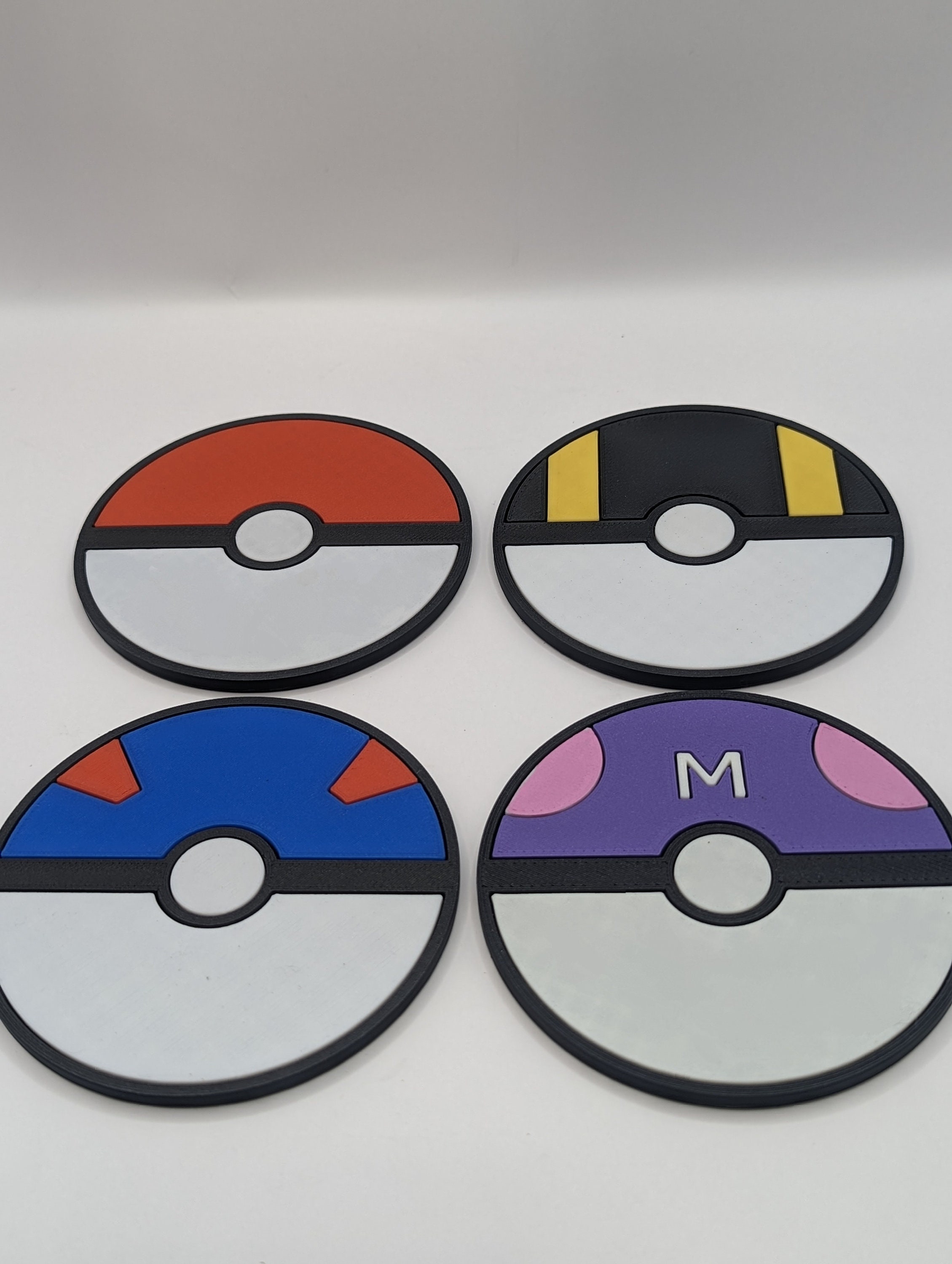 Set of 4 Pokémon Pokeball Drink Coasters Gaming Gift for Gamers Pokemon ...