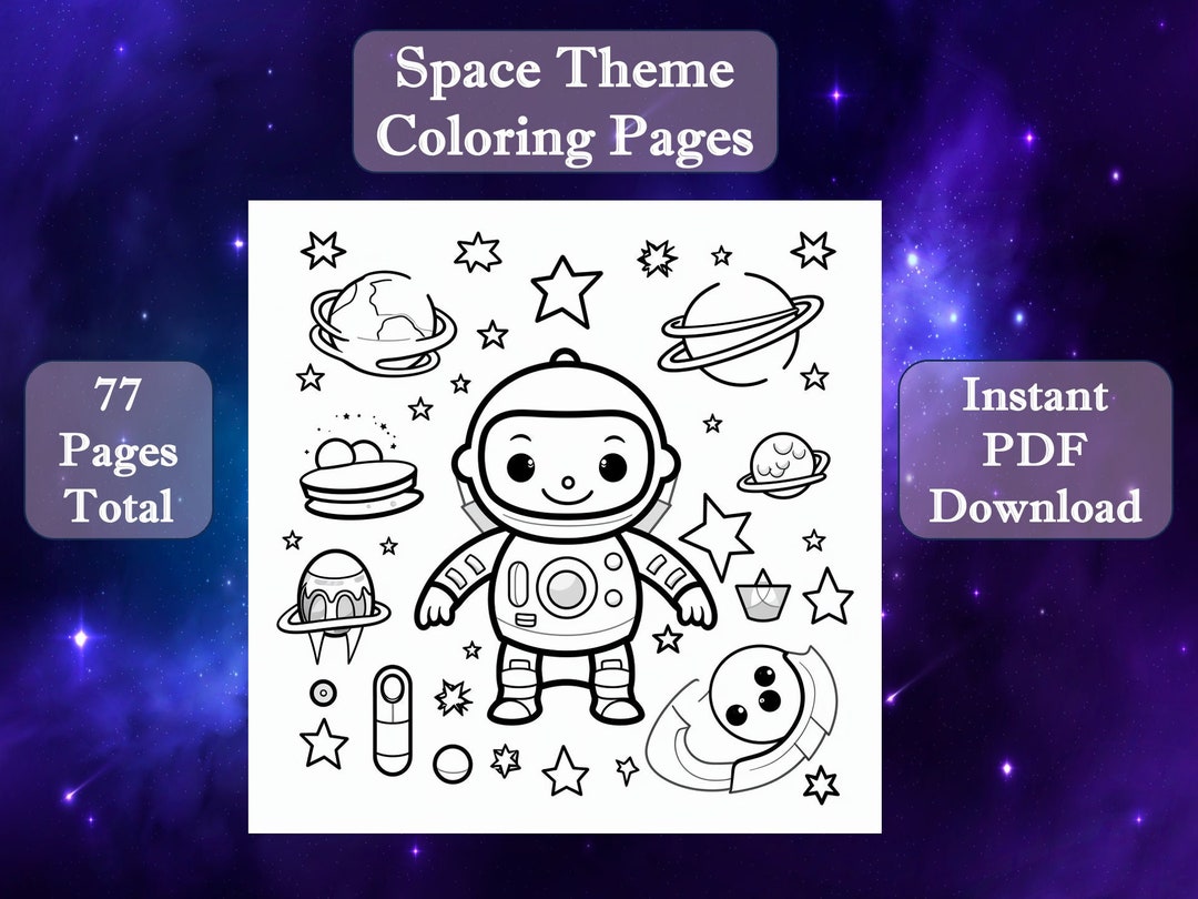 Space Theme Coloring Pages - Etsy