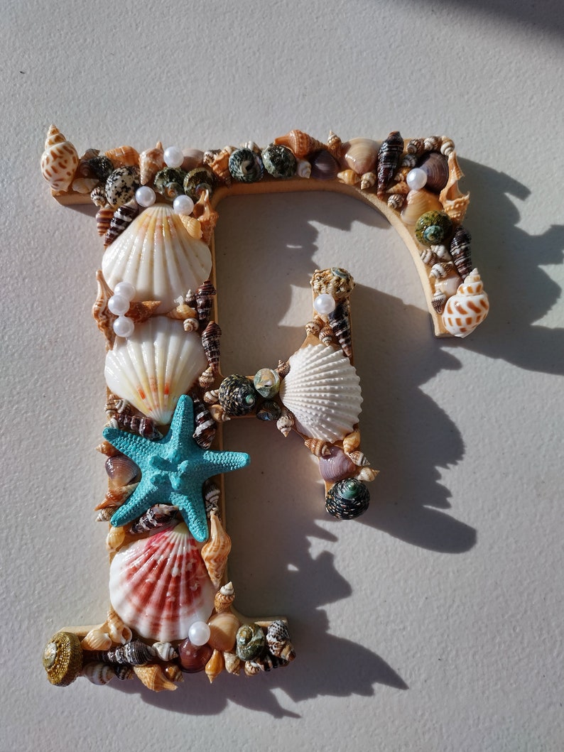 Shell Letter F Coastal Shell Name Beach Decor Wedding Gift - Etsy