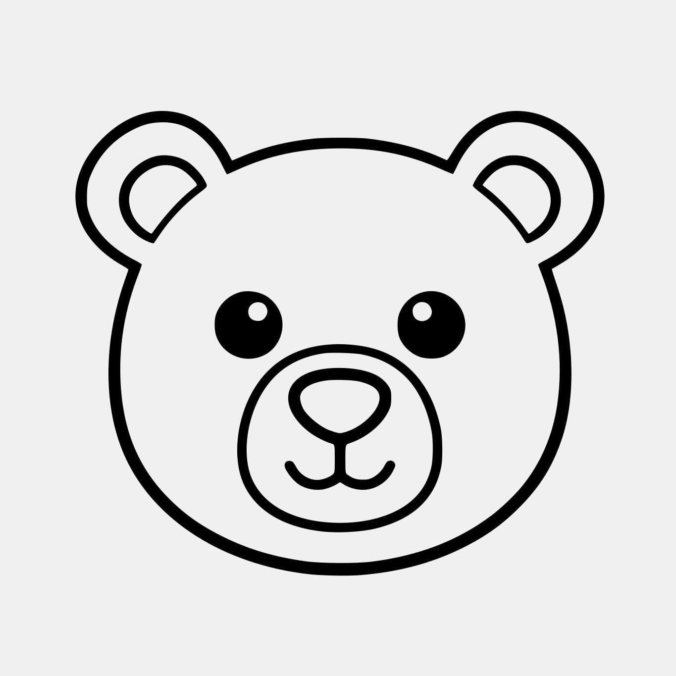 Cute Bear Face SVG, Adorable Teddy Bear Head Clipart for Kids Crafts ...