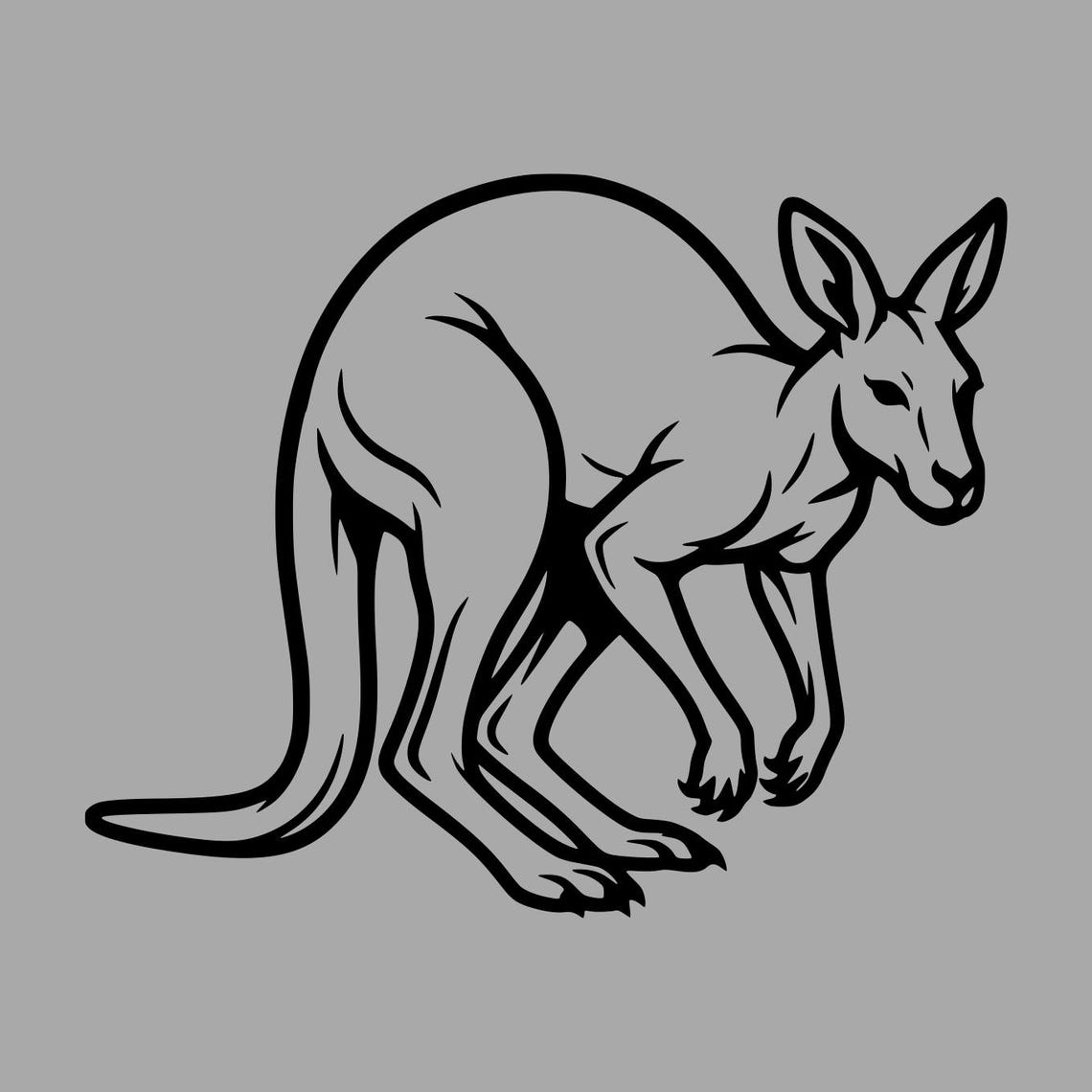 Kangaroo Crouching SVG PNG: Bold Line Art Design (digital Download) - Etsy