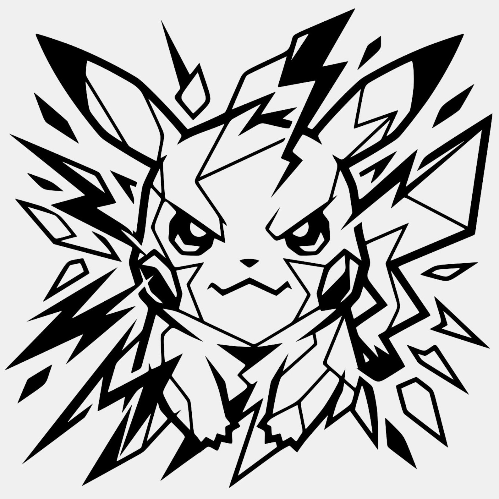 Pikachu Face SVG PNG: Intense Geometric Design (digital Download) - Etsy