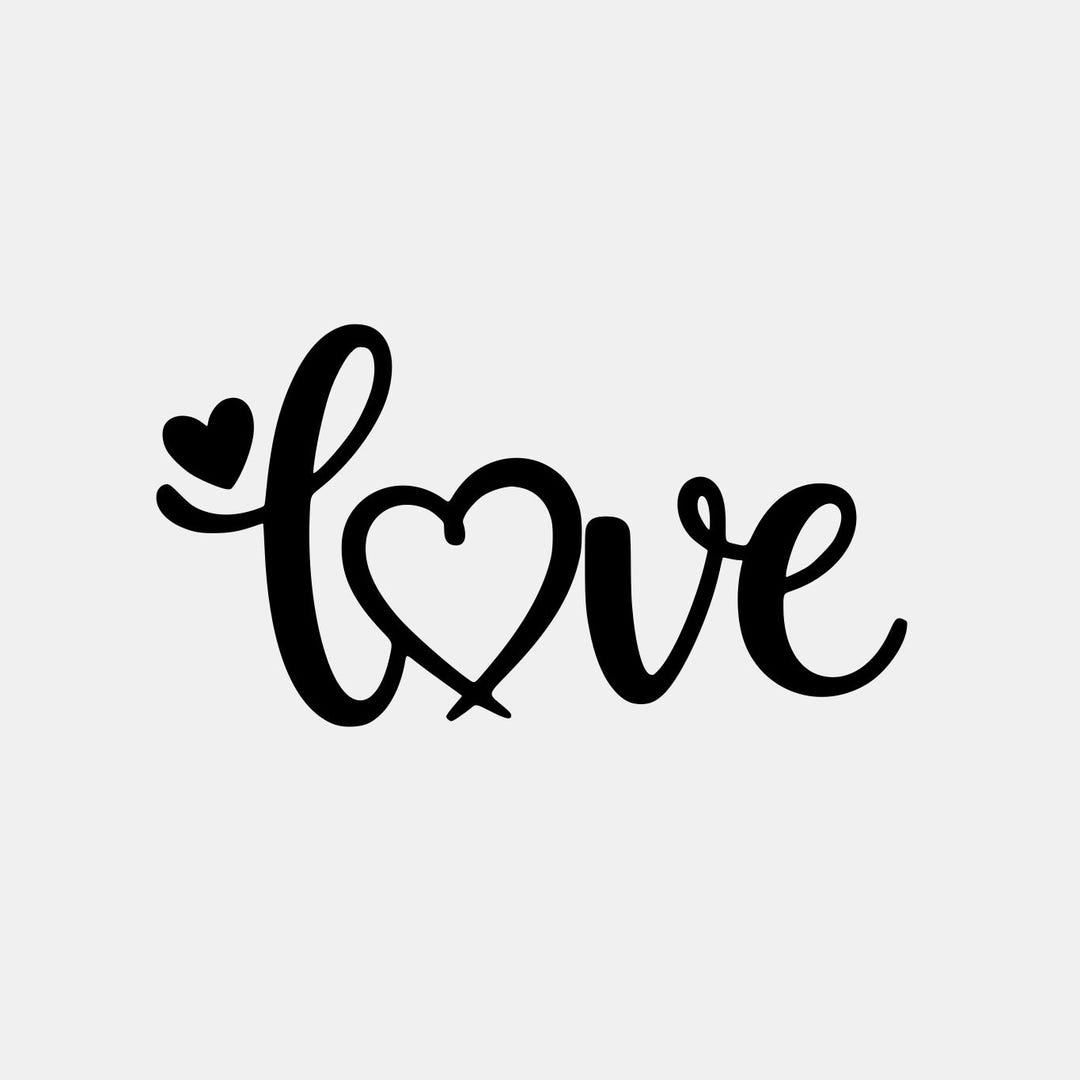 Love Calligraphy SVG Heart Design | Romantic Love Word Art PNG - Etsy